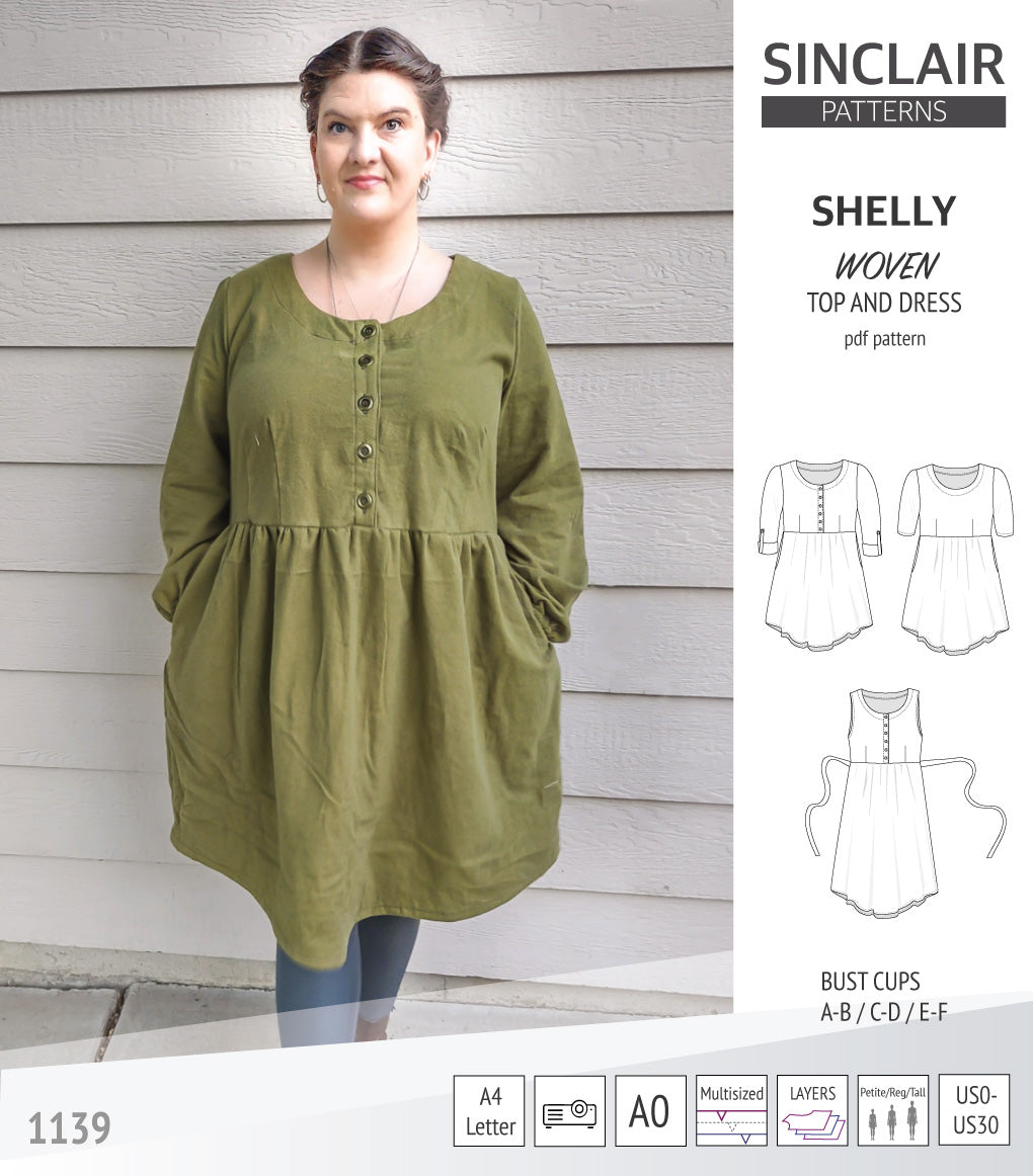 Shelly woven dress with a placket PDF) – Sinclair Patterns
