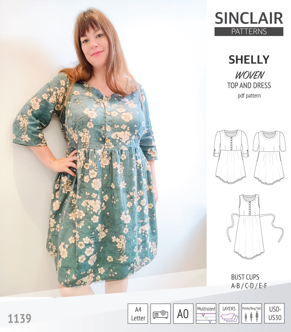 Shelly woven dress with a placket PDF) – Sinclair Patterns
