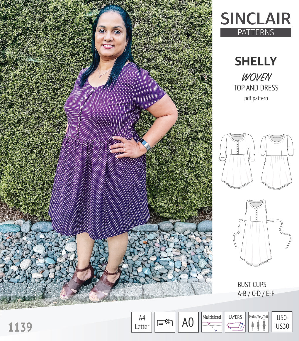 Shelly woven dress with a placket PDF) – Sinclair Patterns