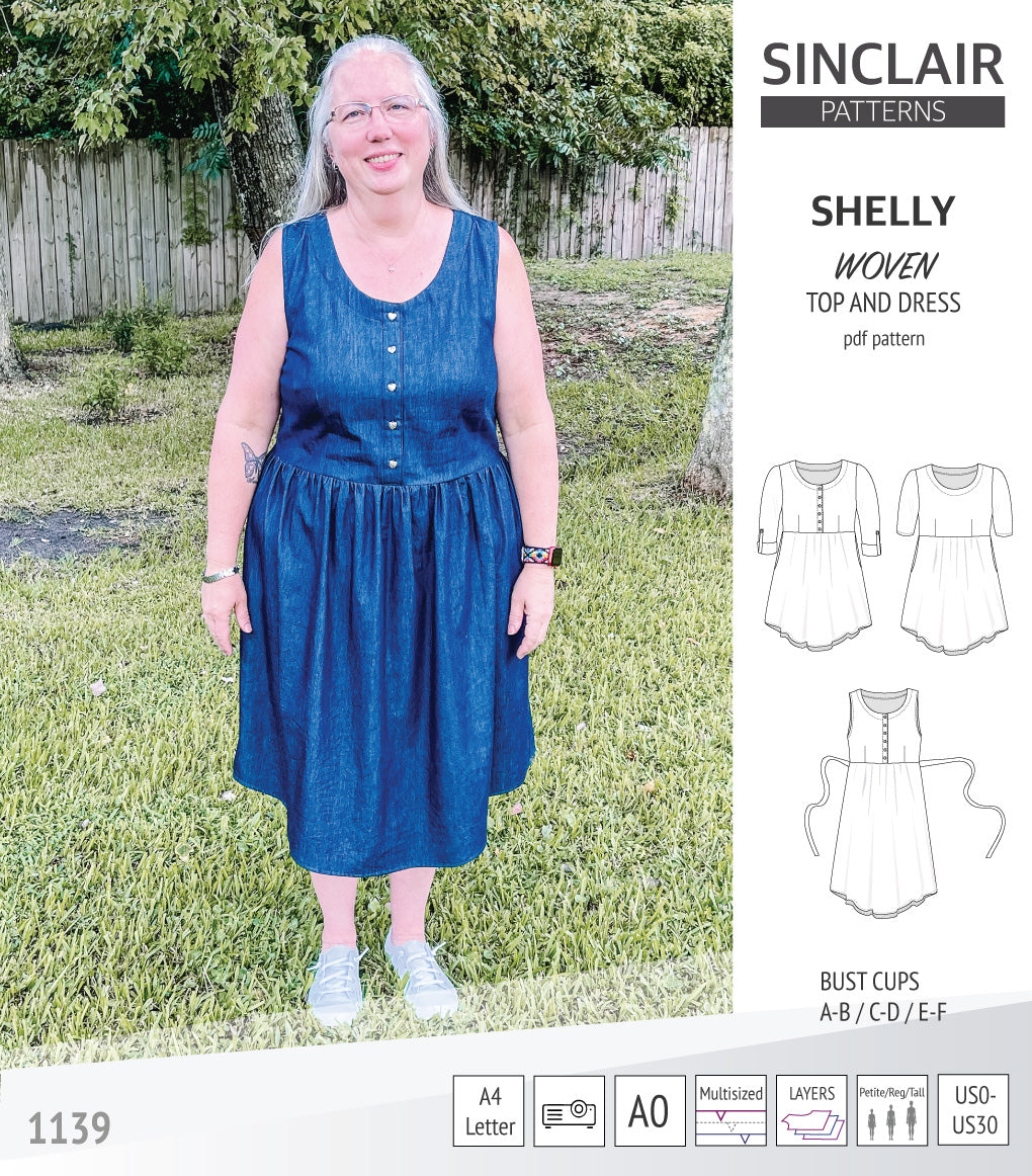 Shelly woven dress with a placket PDF) – Sinclair Patterns