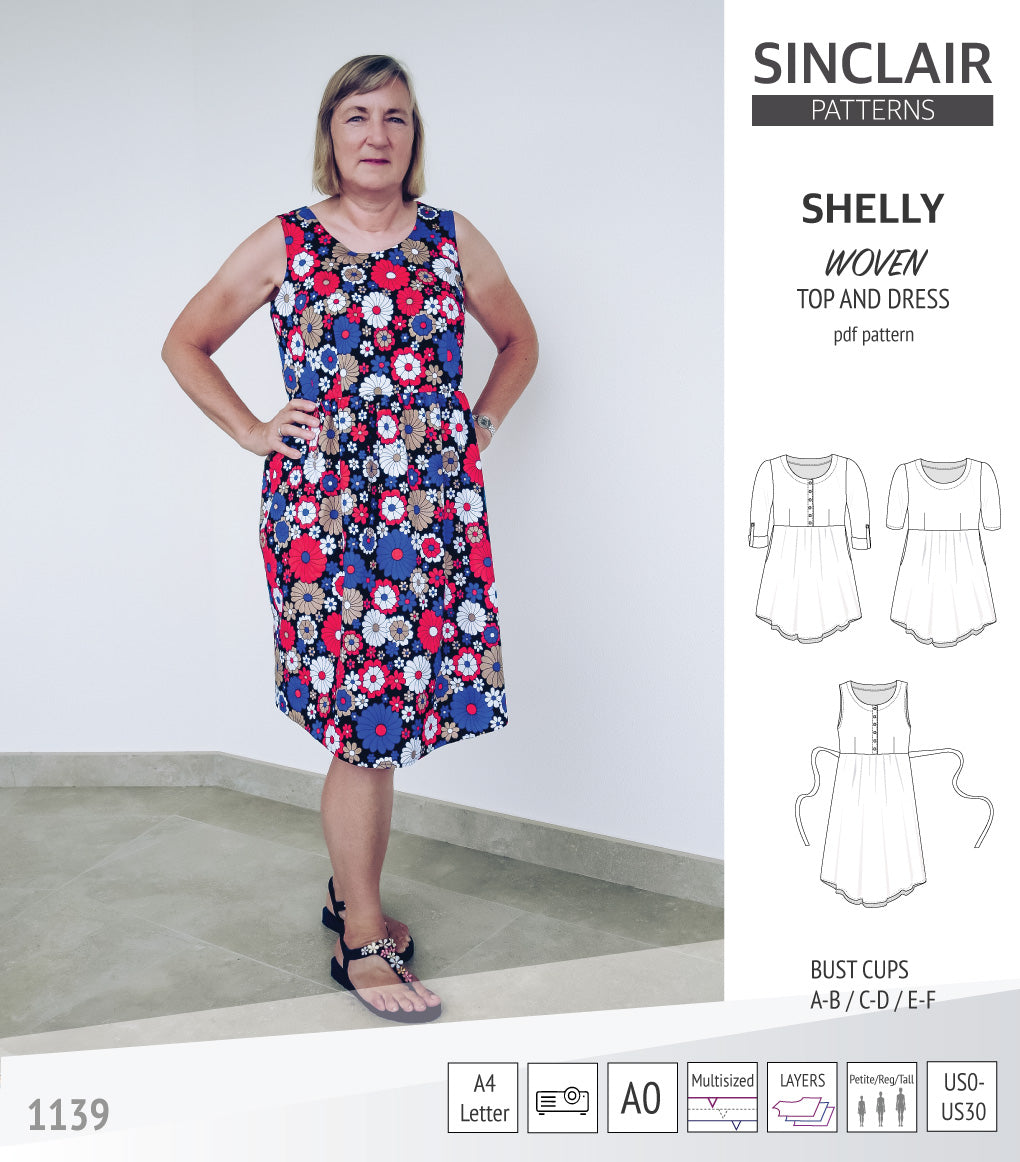 Shelly woven dress with a placket PDF) – Sinclair Patterns