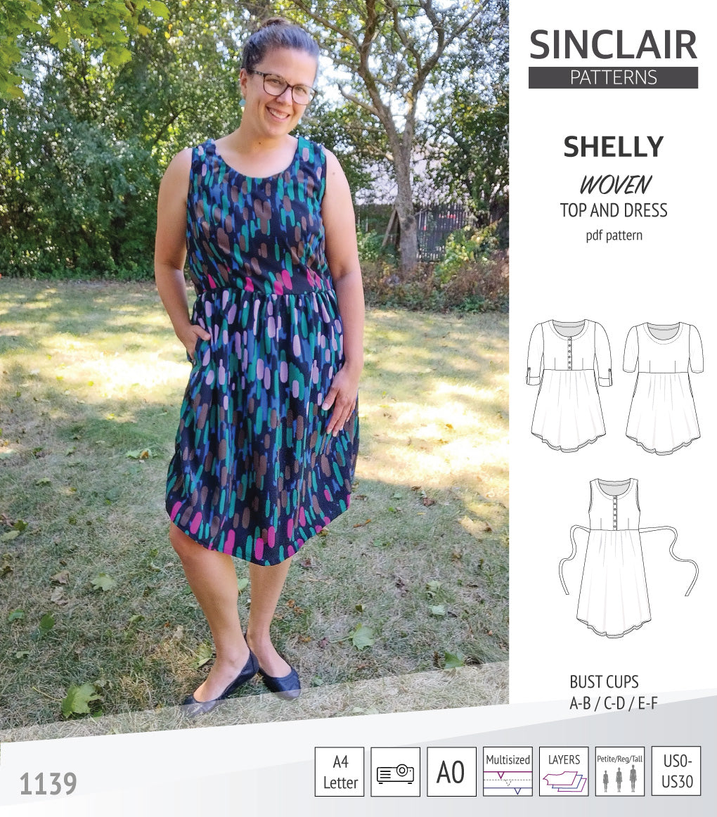 Shelly woven dress with a placket PDF) – Sinclair Patterns