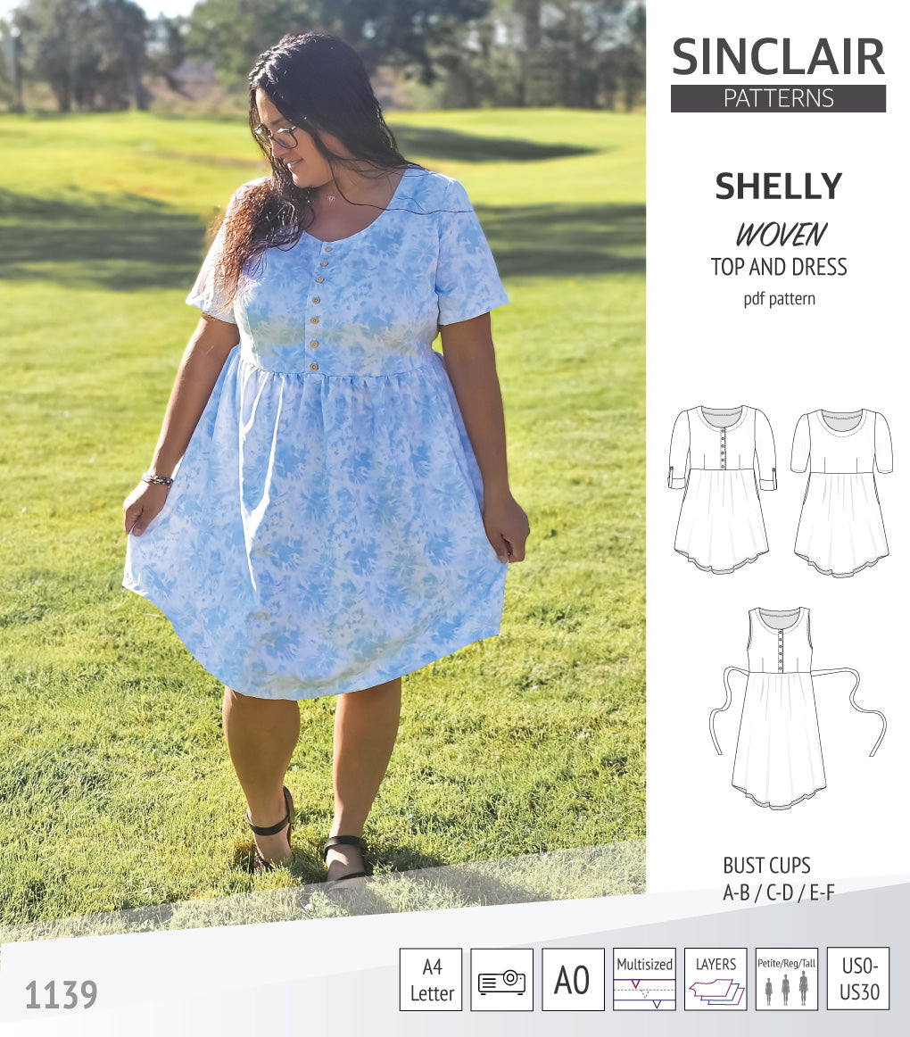 Shelly woven dress with a placket PDF) – Sinclair Patterns