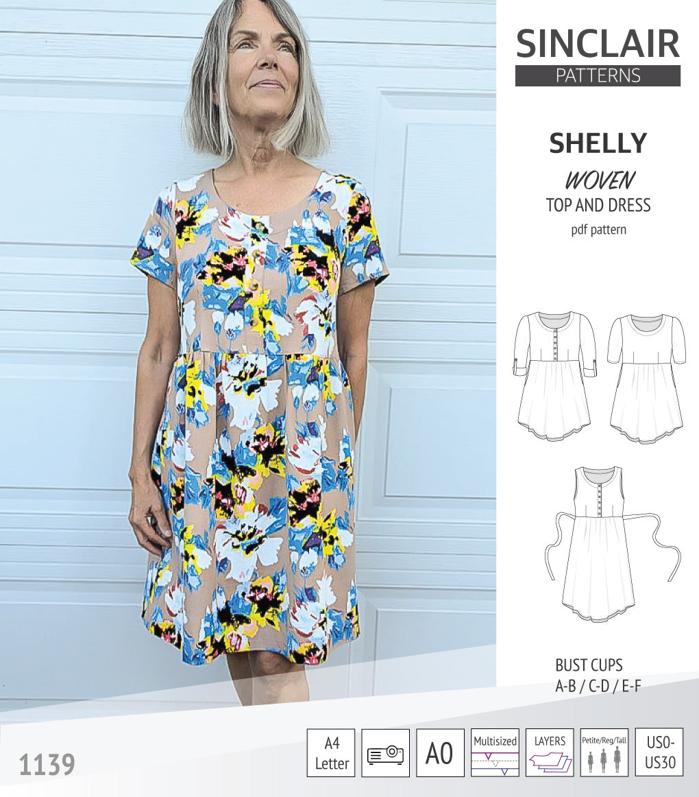 Shelly woven dress with a placket PDF) – Sinclair Patterns