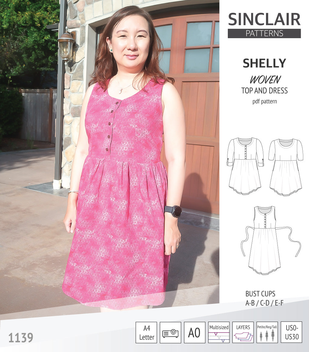 Shelly woven dress with a placket PDF) – Sinclair Patterns