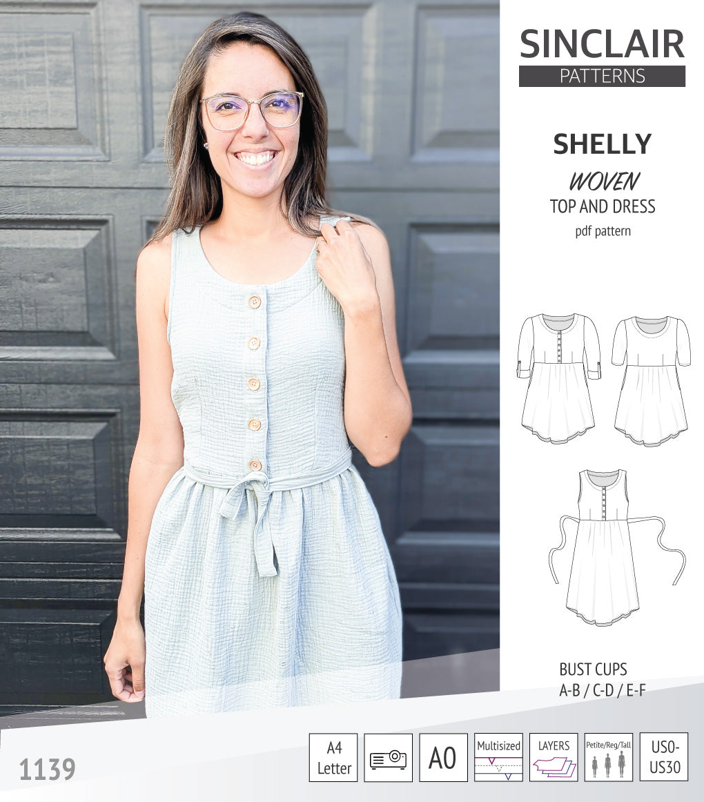 Shelly woven dress with a placket PDF) – Sinclair Patterns
