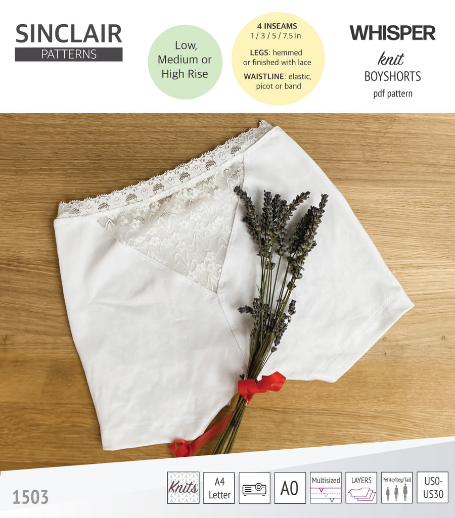 Whisper no front seam long gusset boyshorts for women pdf sewing ...