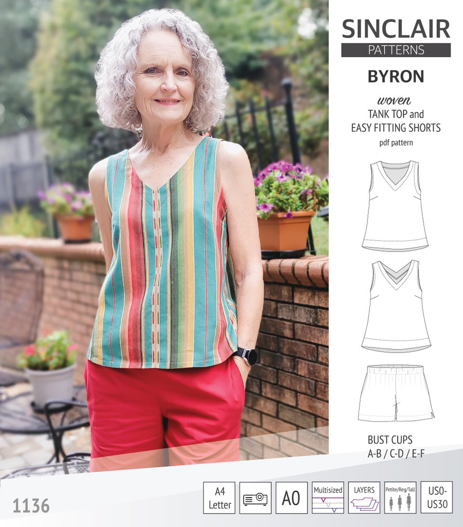 Byron v-neck tank top and easy fitting shorts set for woven fabrics (P ...