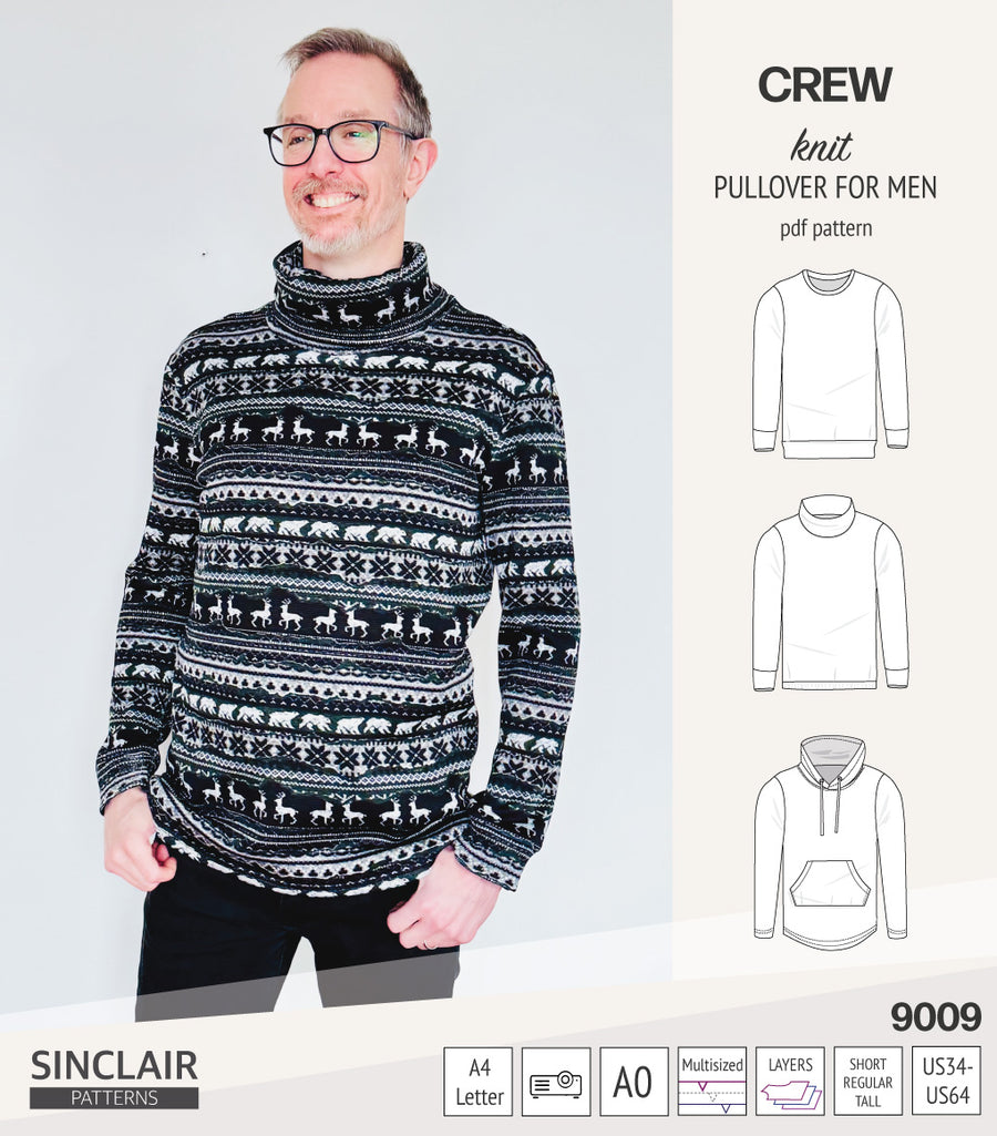 Crew pullover for men (PDF) – Sinclair Patterns