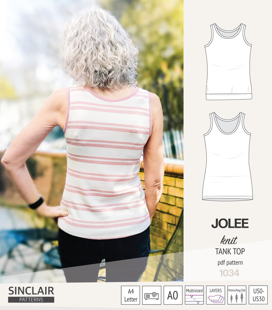 Jolee knit longline tank top sewing pattern (PDF) – Sinclair Patterns