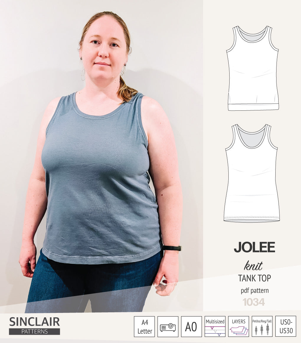 Jolee knit longline tank top sewing pattern (PDF) – Sinclair Patterns