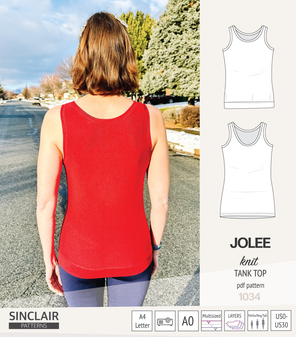 Jolee knit longline tank top sewing pattern (PDF) – Sinclair Patterns