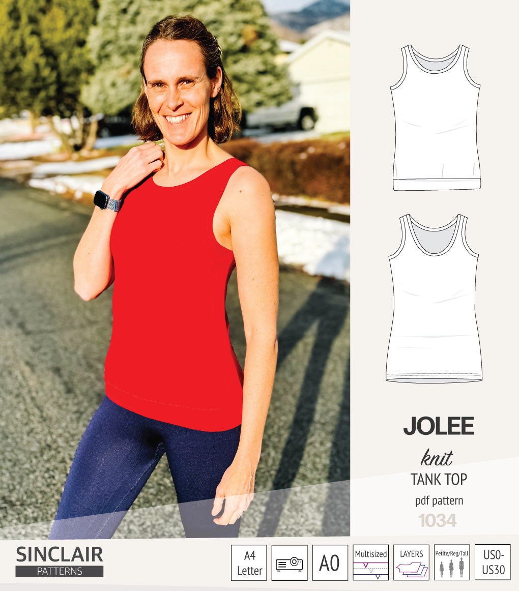 Jolee knit longline tank top sewing pattern (PDF) – Sinclair Patterns