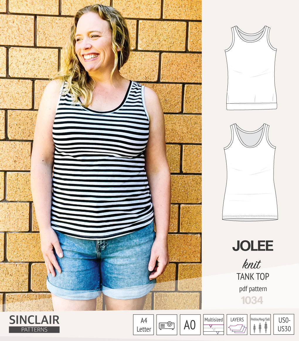 Jolee knit longline tank top sewing pattern (PDF) – Sinclair Patterns