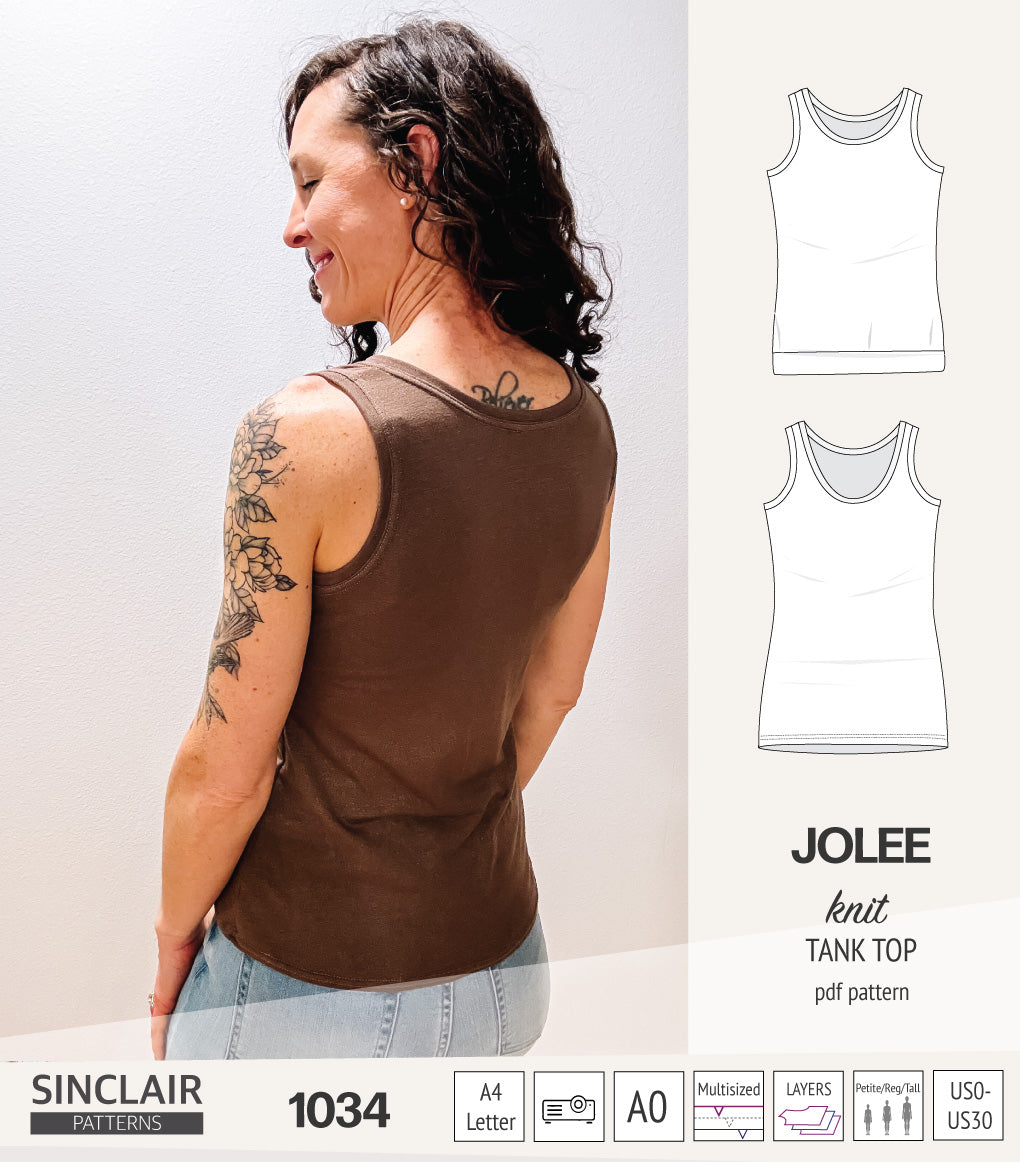 Jolee knit longline tank top sewing pattern (PDF) – Sinclair Patterns