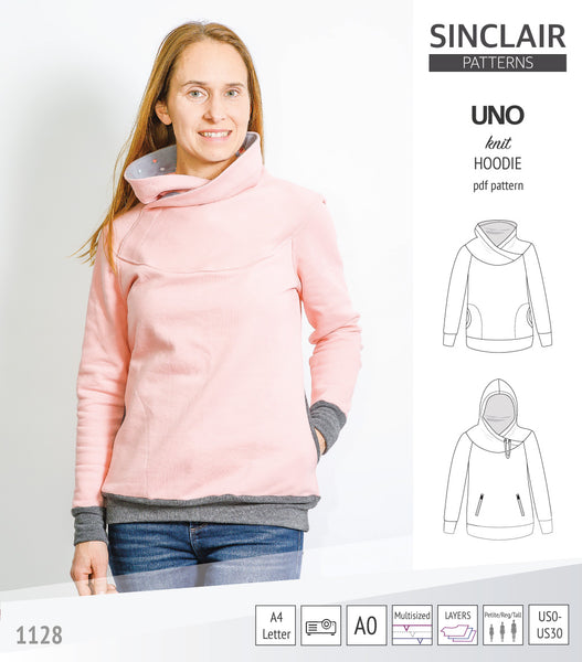 Uno hoodie with a round yoke (pdf sewing pattern) - Sinclair Patterns