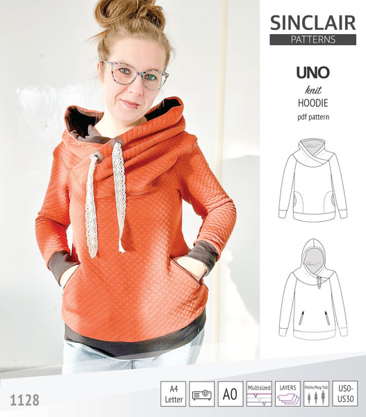 Uno hoodie with a round yoke (pdf sewing pattern) - Sinclair Patterns