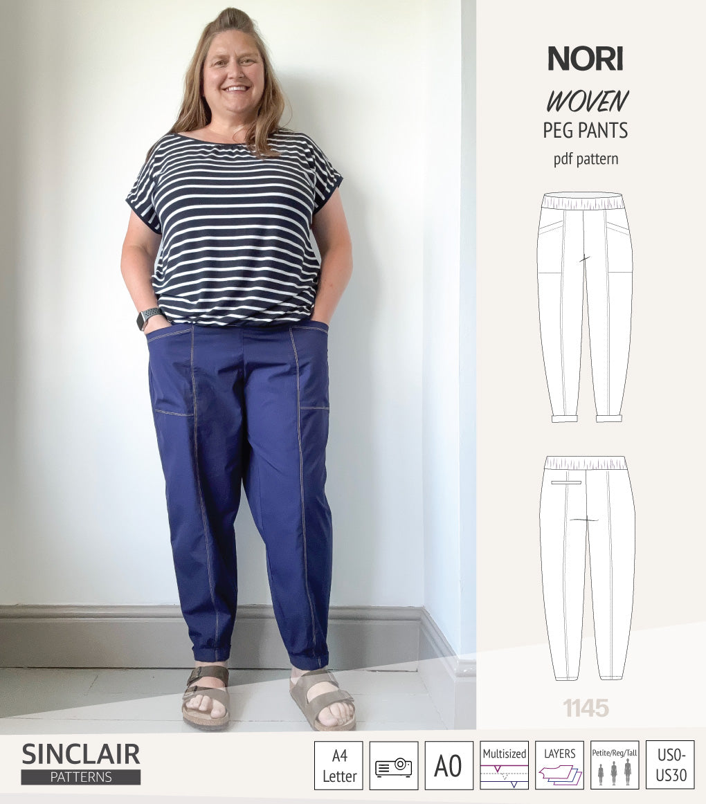 Nori peg/barrel style pants with pockets (pdf sewing pattern ...