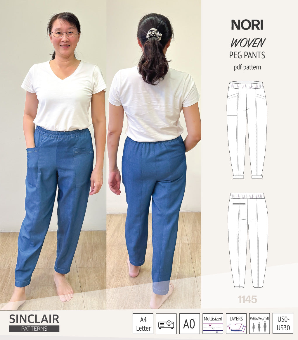Nori peg/barrel style pants with pockets (pdf sewing pattern ...