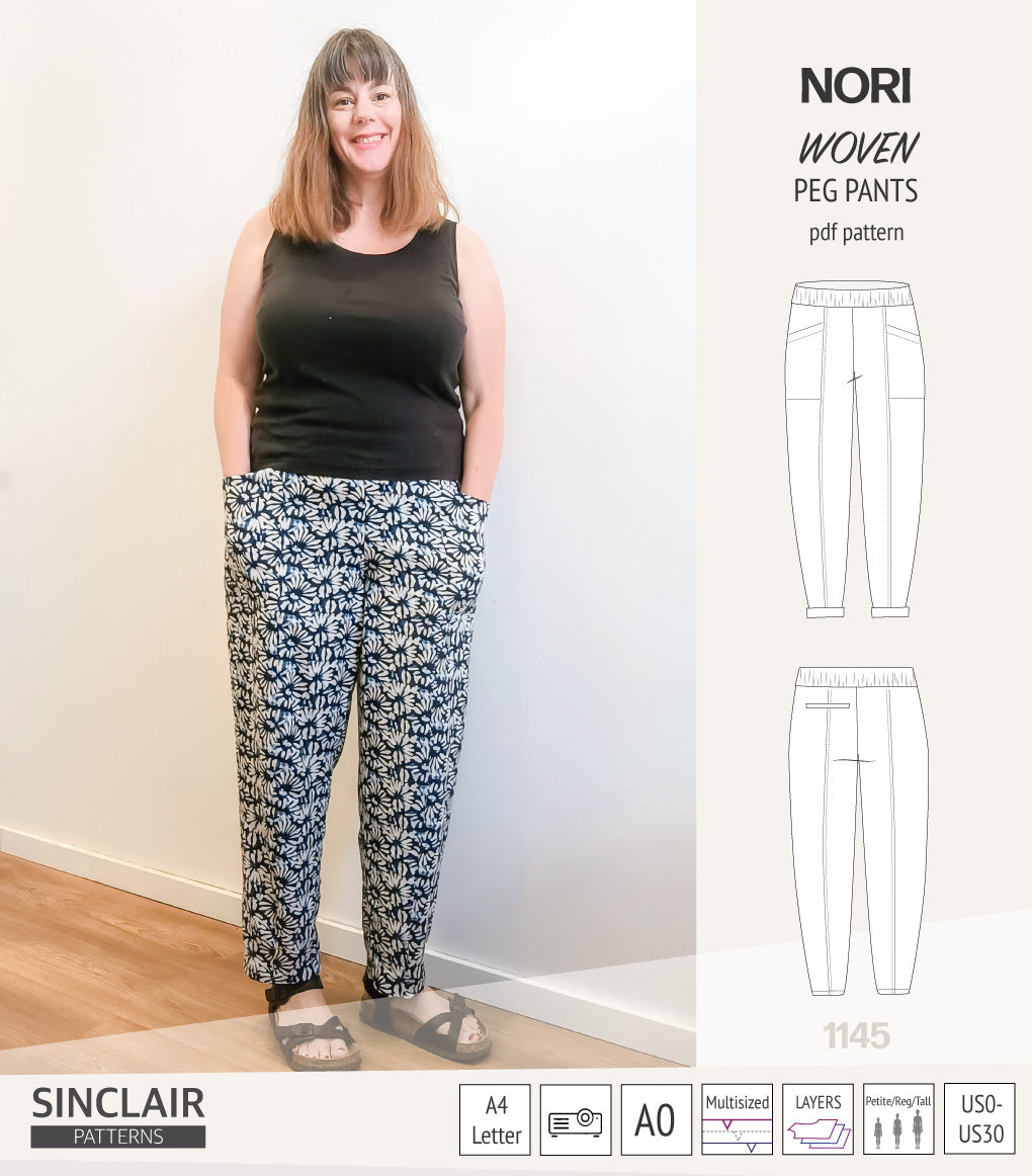 Nori peg/barrel style pants with pockets (pdf sewing pattern ...