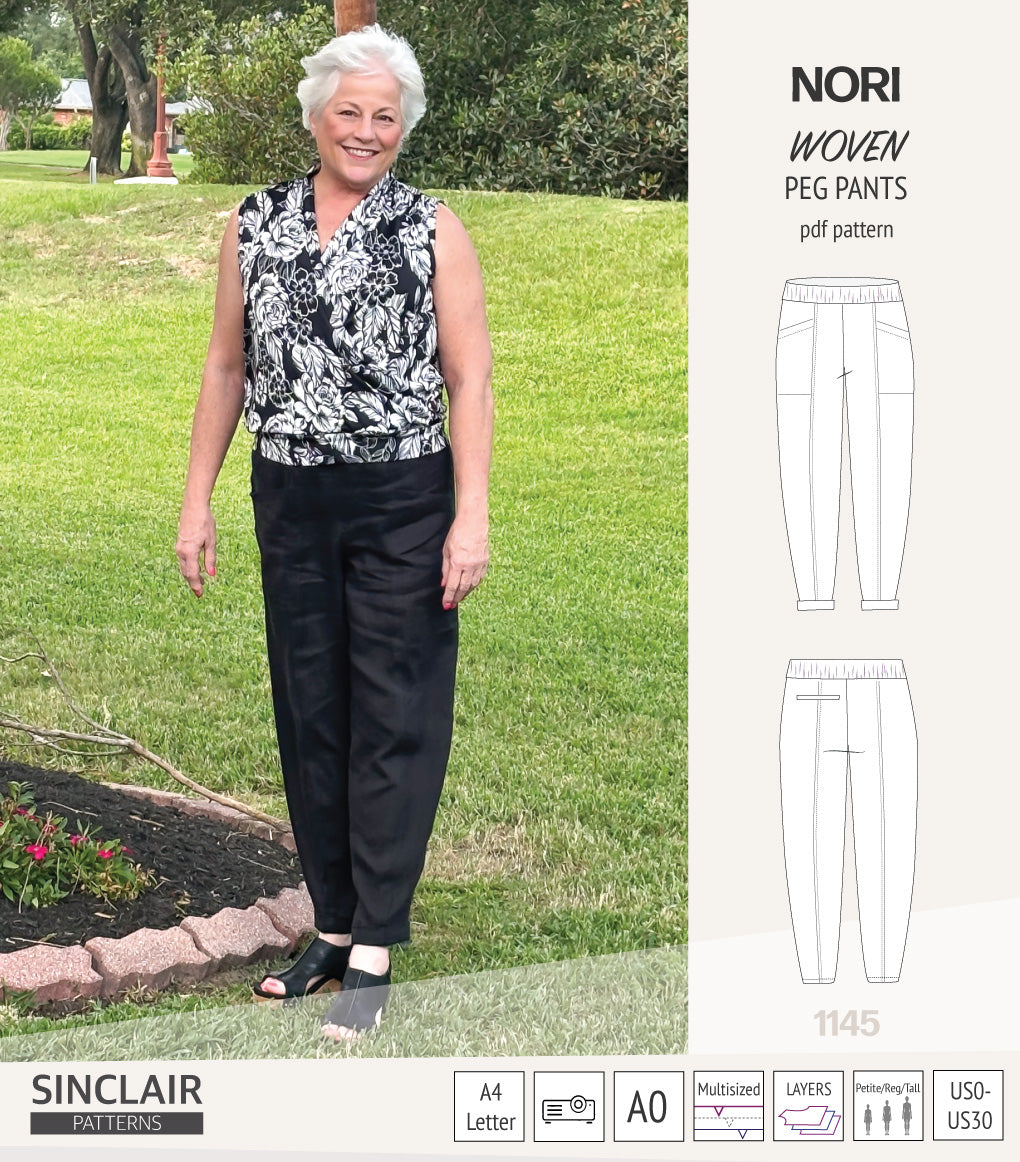 Nori peg/barrel style pants with pockets (pdf sewing pattern ...