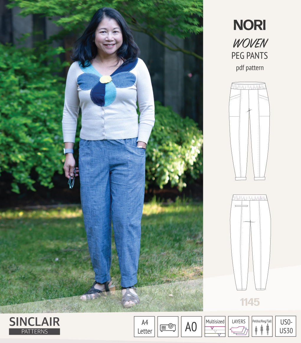 Nori peg/barrel style pants with pockets (pdf sewing pattern) – Sinclair Patterns
