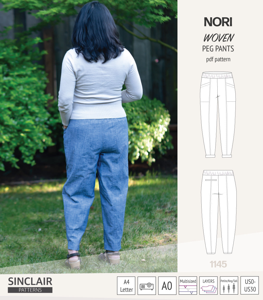 Nori peg/barrel style pants with pockets (pdf sewing pattern ...
