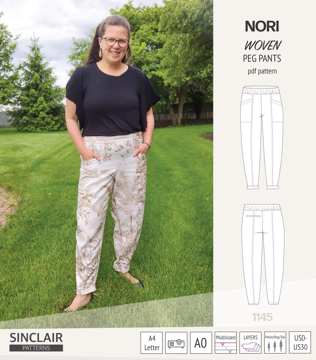 Nori peg/barrel style pants with pockets (pdf sewing pattern ...