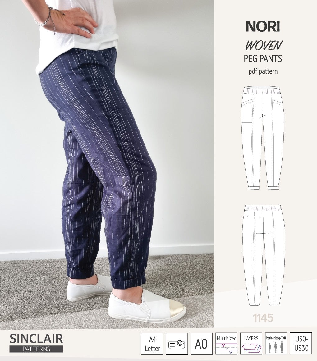 Nori peg/barrel style pants with pockets (pdf sewing pattern ...