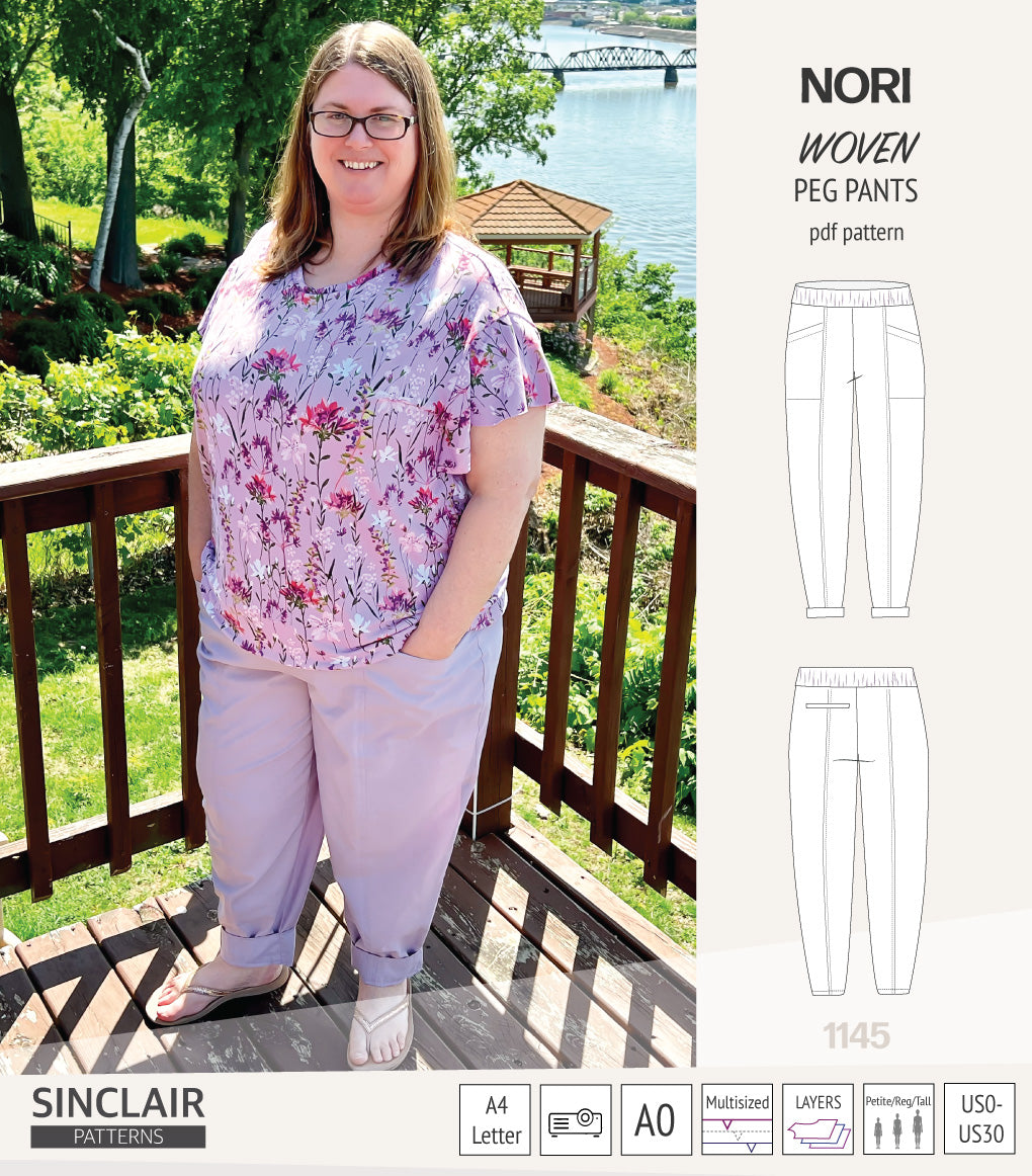 Nori peg/barrel style pants with pockets (pdf sewing pattern ...