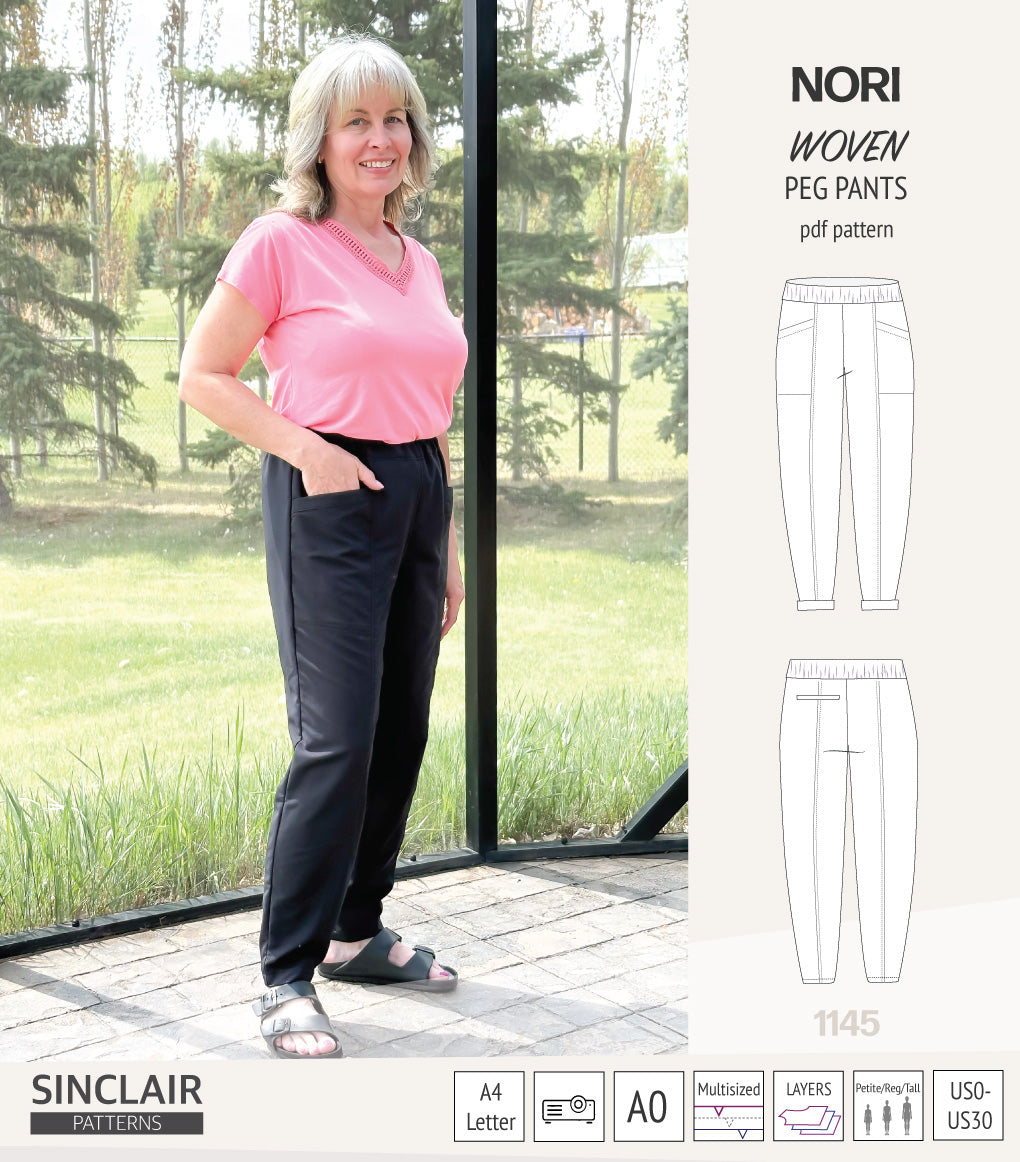 Nori peg/barrel style pants with pockets (pdf sewing pattern ...