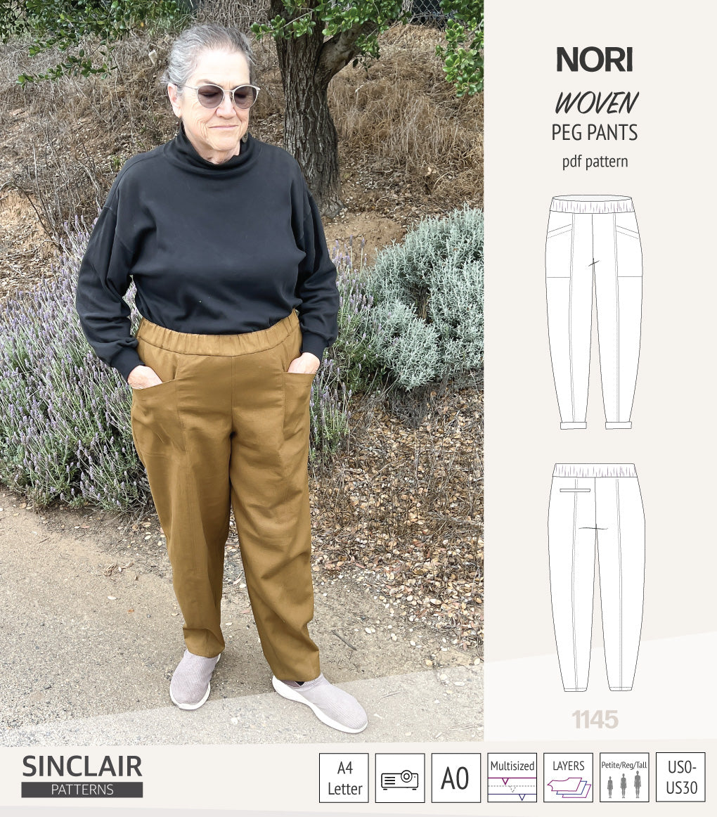 Nori peg/barrel style pants with pockets (pdf sewing pattern ...