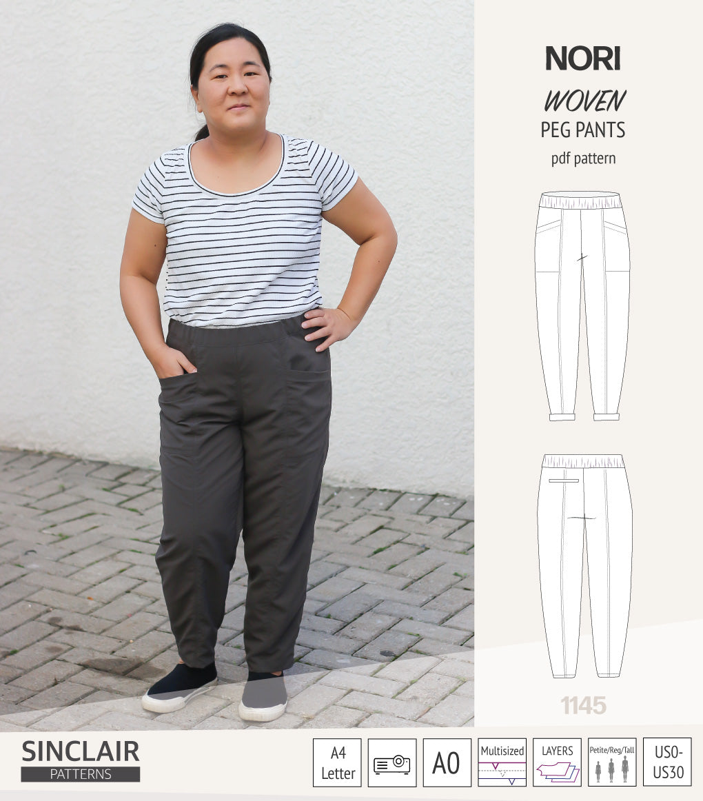 Nori peg/barrel style pants with pockets (pdf sewing pattern ...
