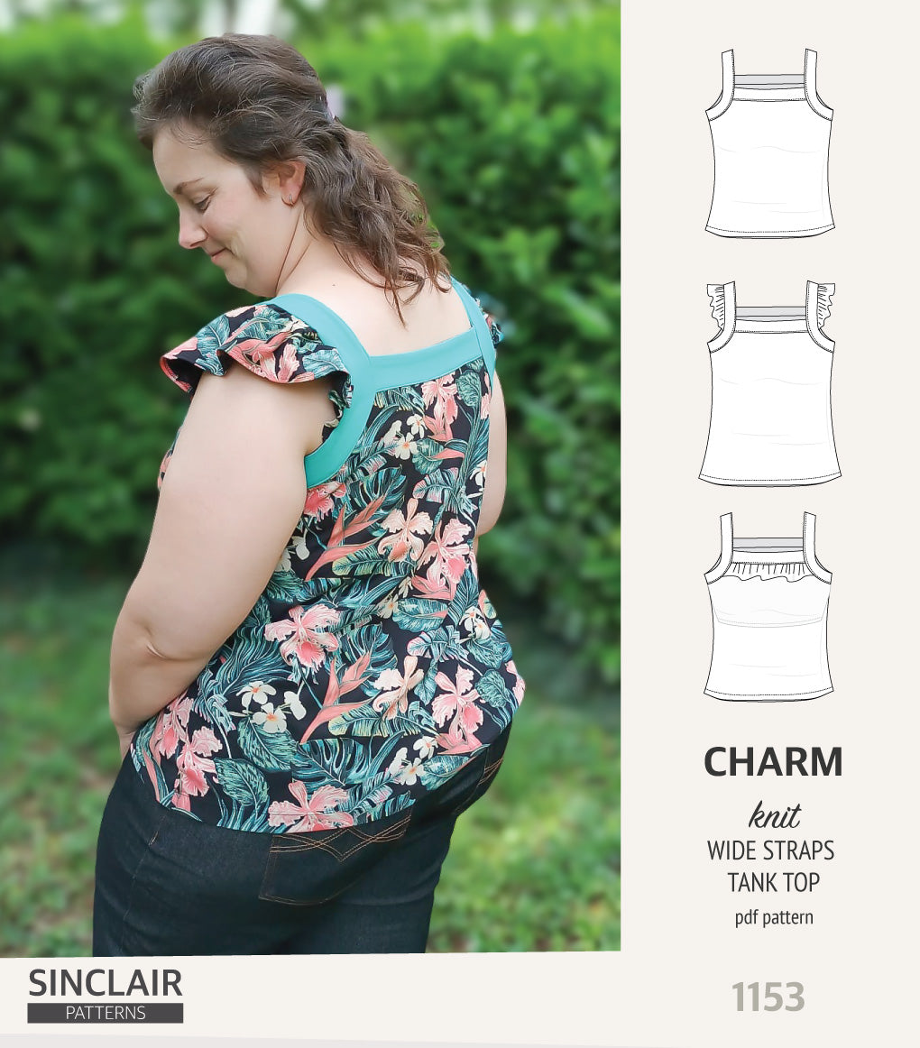 Charm wide straps tank top with optional ruffles (PDF) – Sinclair Patterns