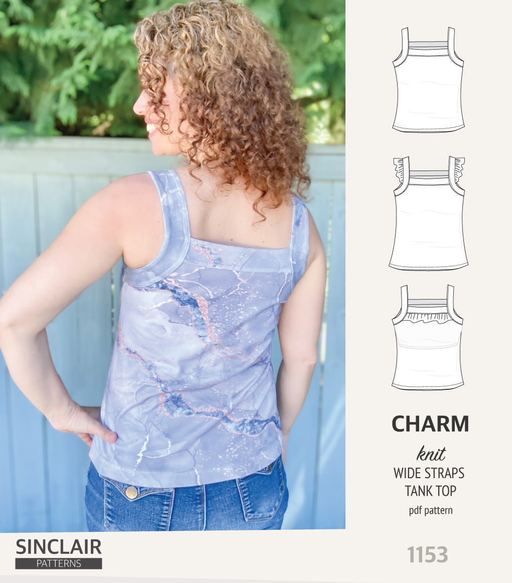 Charm wide straps tank top with optional ruffles (PDF) – Sinclair Patterns