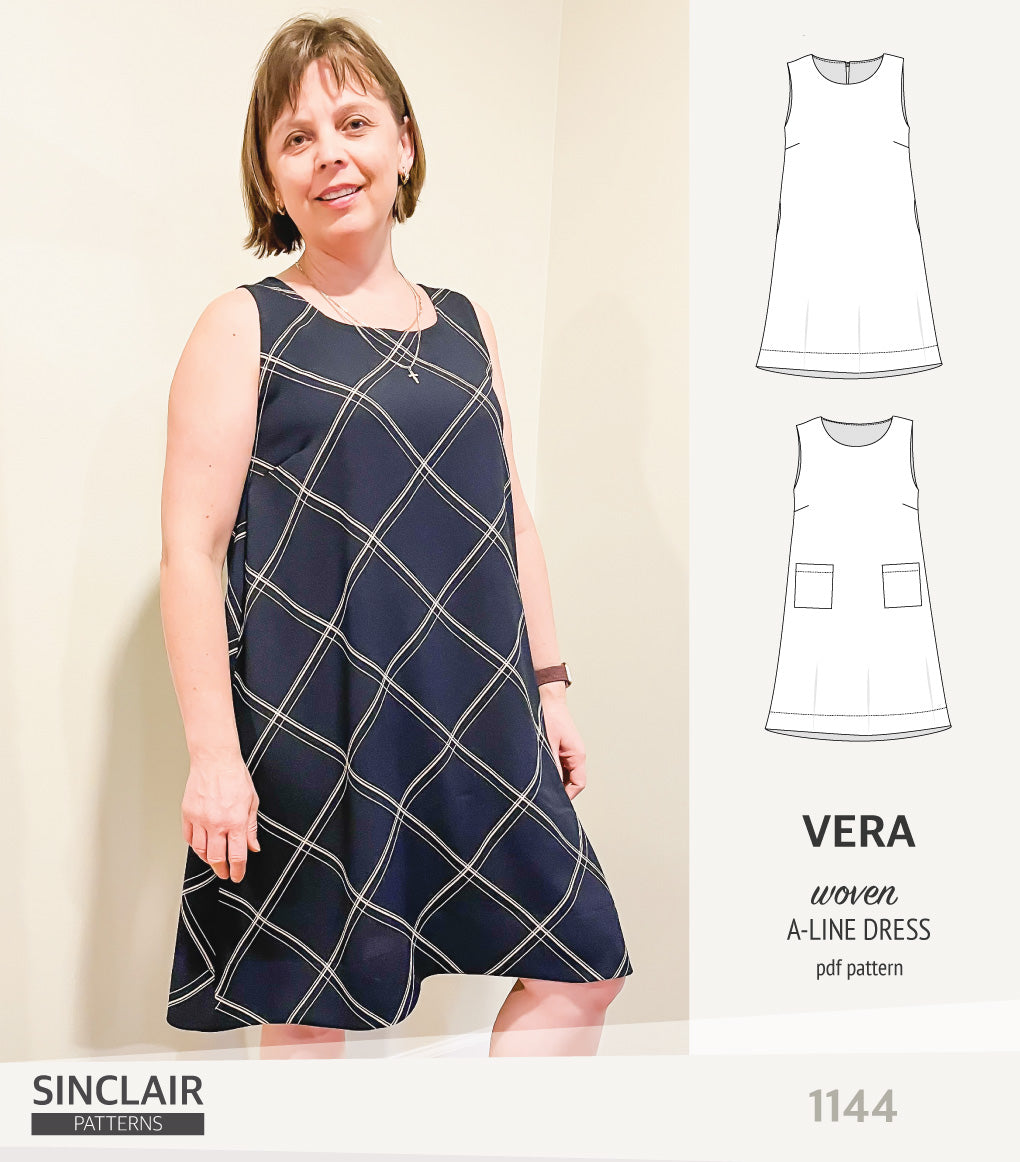Vera A-line woven dress with pockets (PDF) – Sinclair Patterns