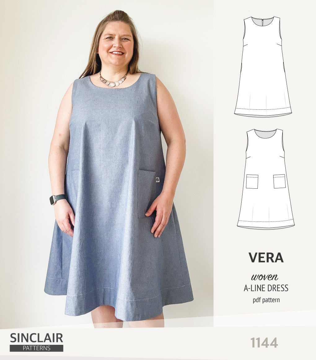 Vera A-line woven dress with pockets (PDF) – Sinclair Patterns