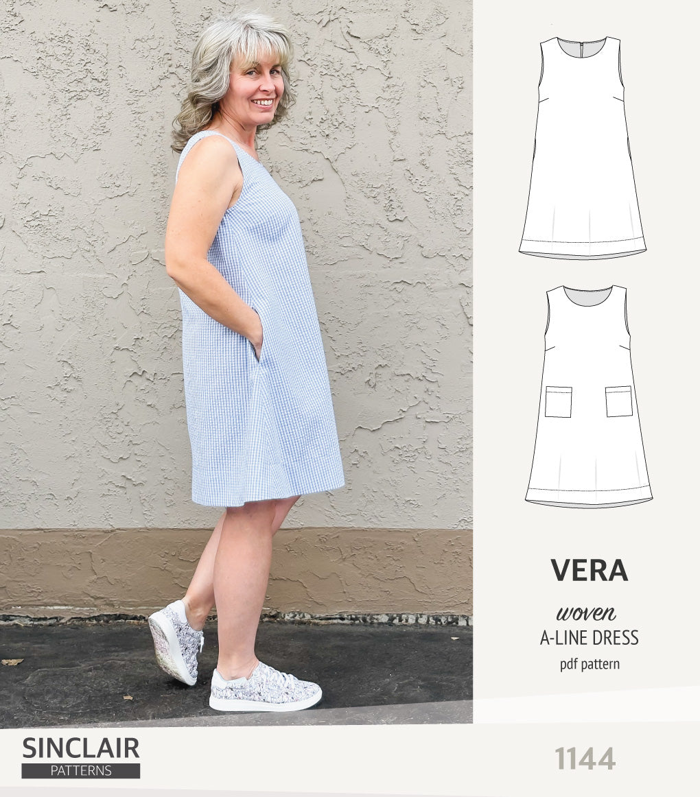 Vera A-line woven dress with pockets (PDF) – Sinclair Patterns