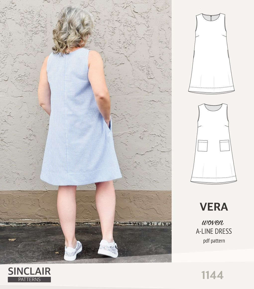Vera A-line woven dress with pockets (PDF) – Sinclair Patterns