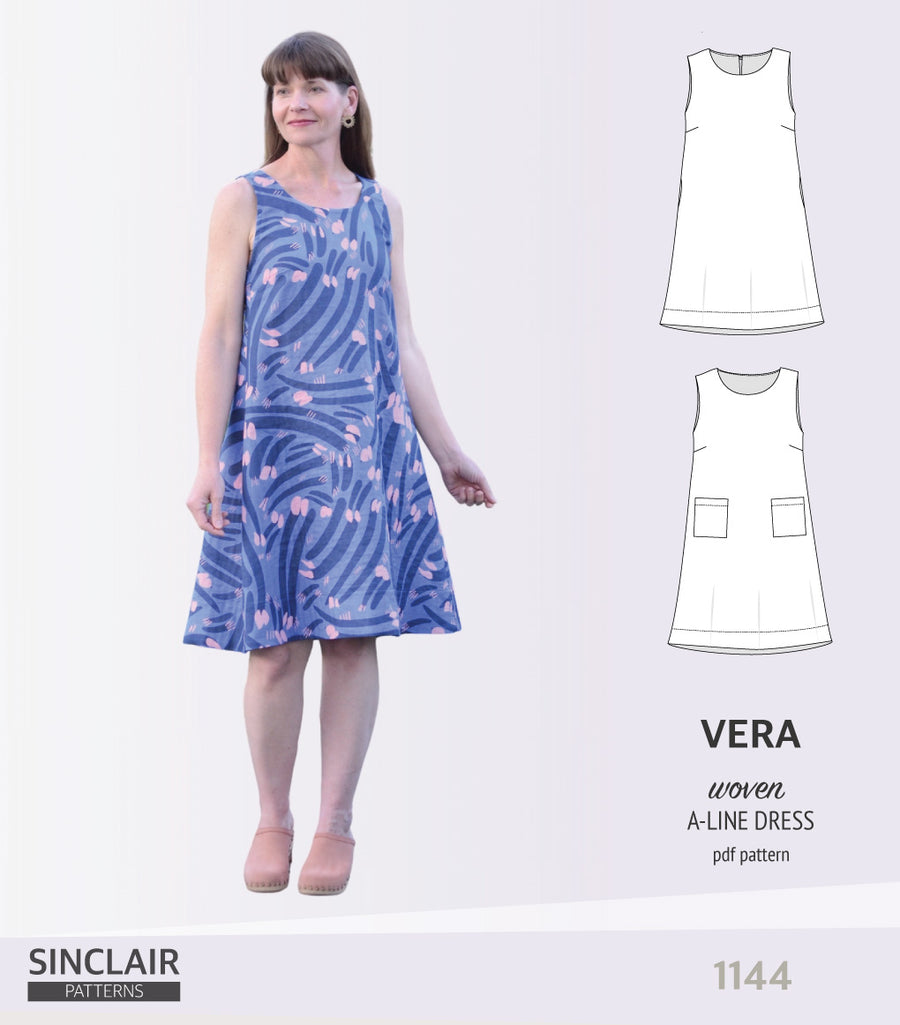 Vera A-line woven dress with pockets (PDF) – Sinclair Patterns