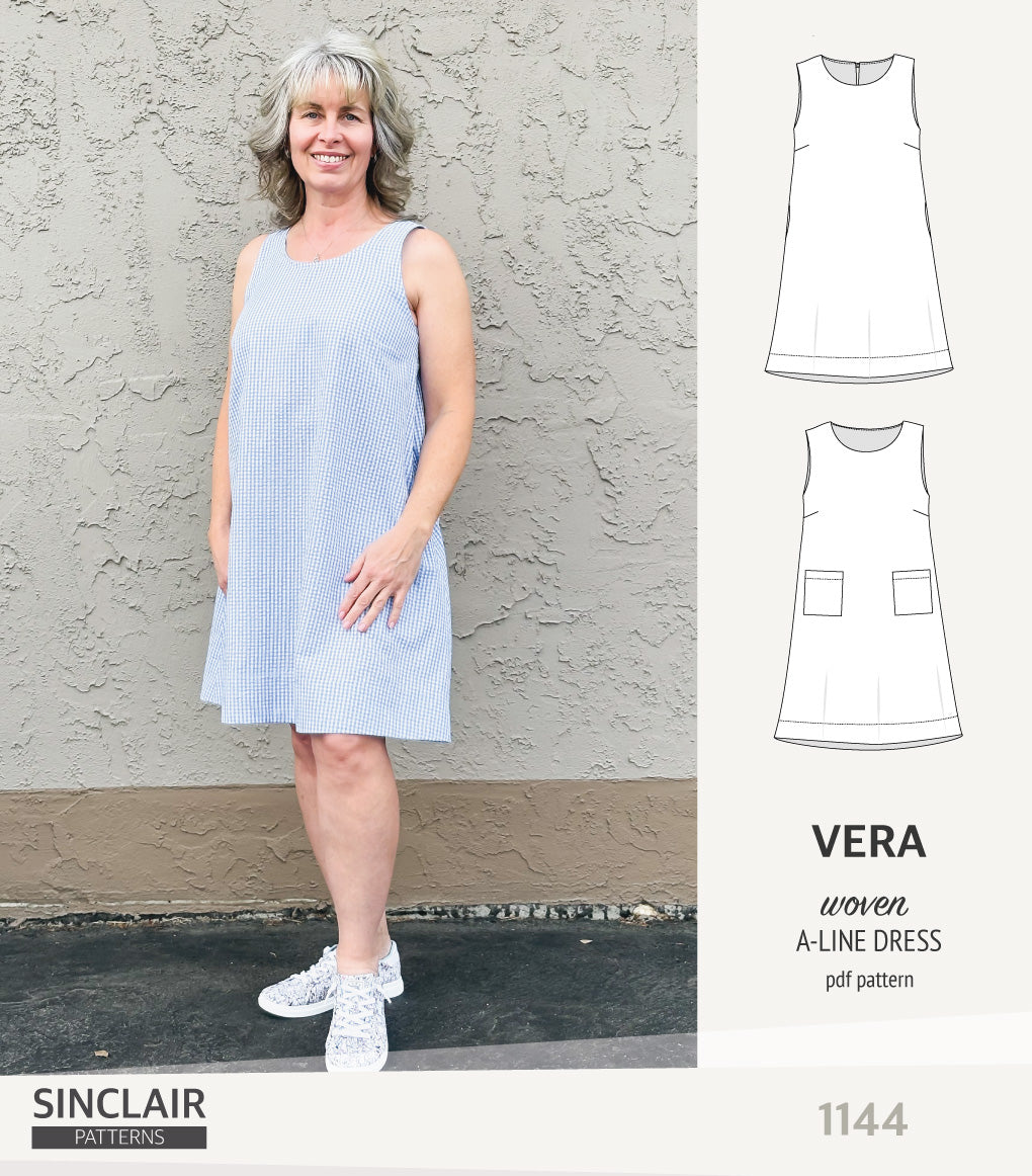 Vera A-line woven dress with pockets (PDF) – Sinclair Patterns