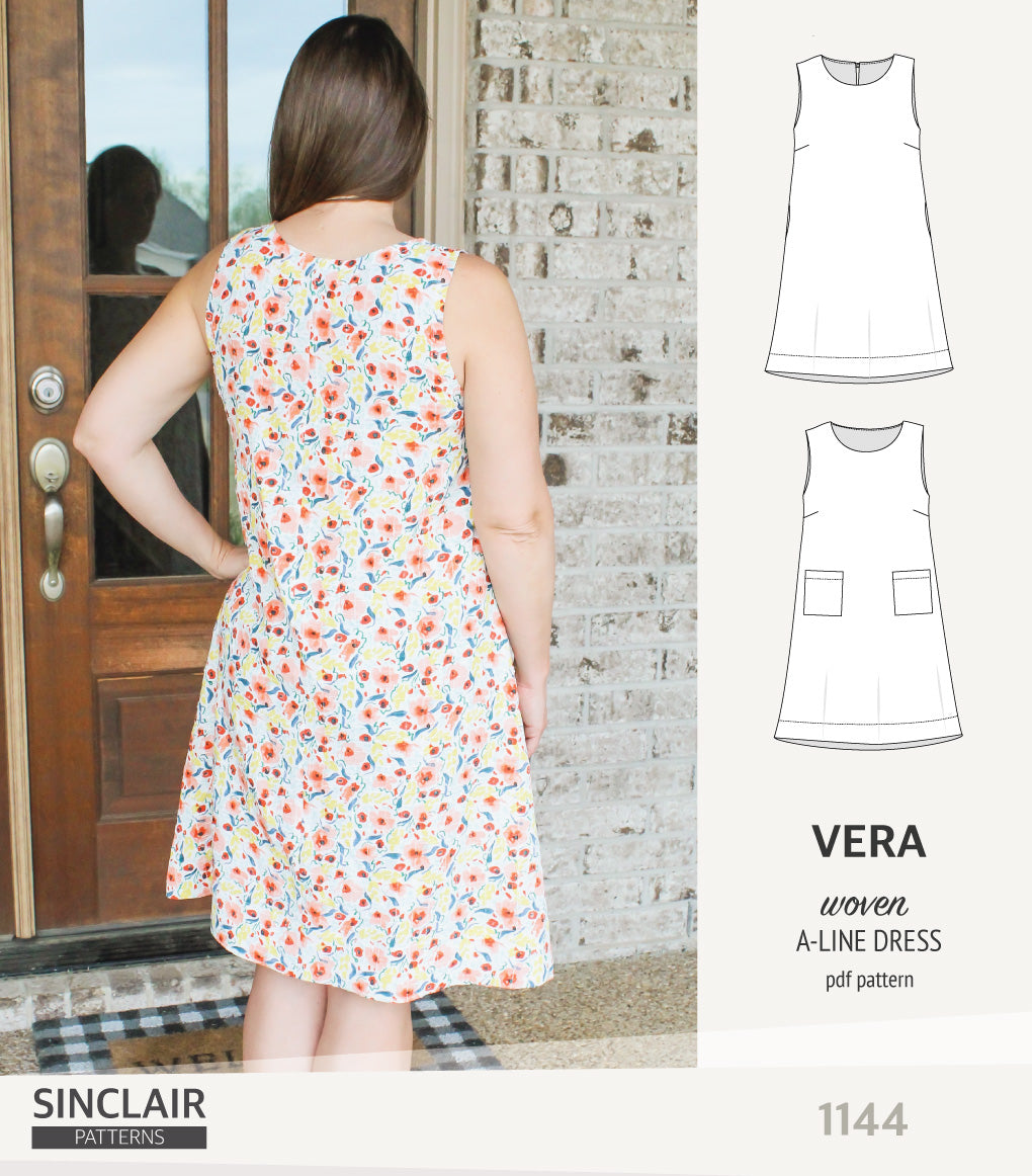 Vera A-line woven dress with pockets (PDF) – Sinclair Patterns
