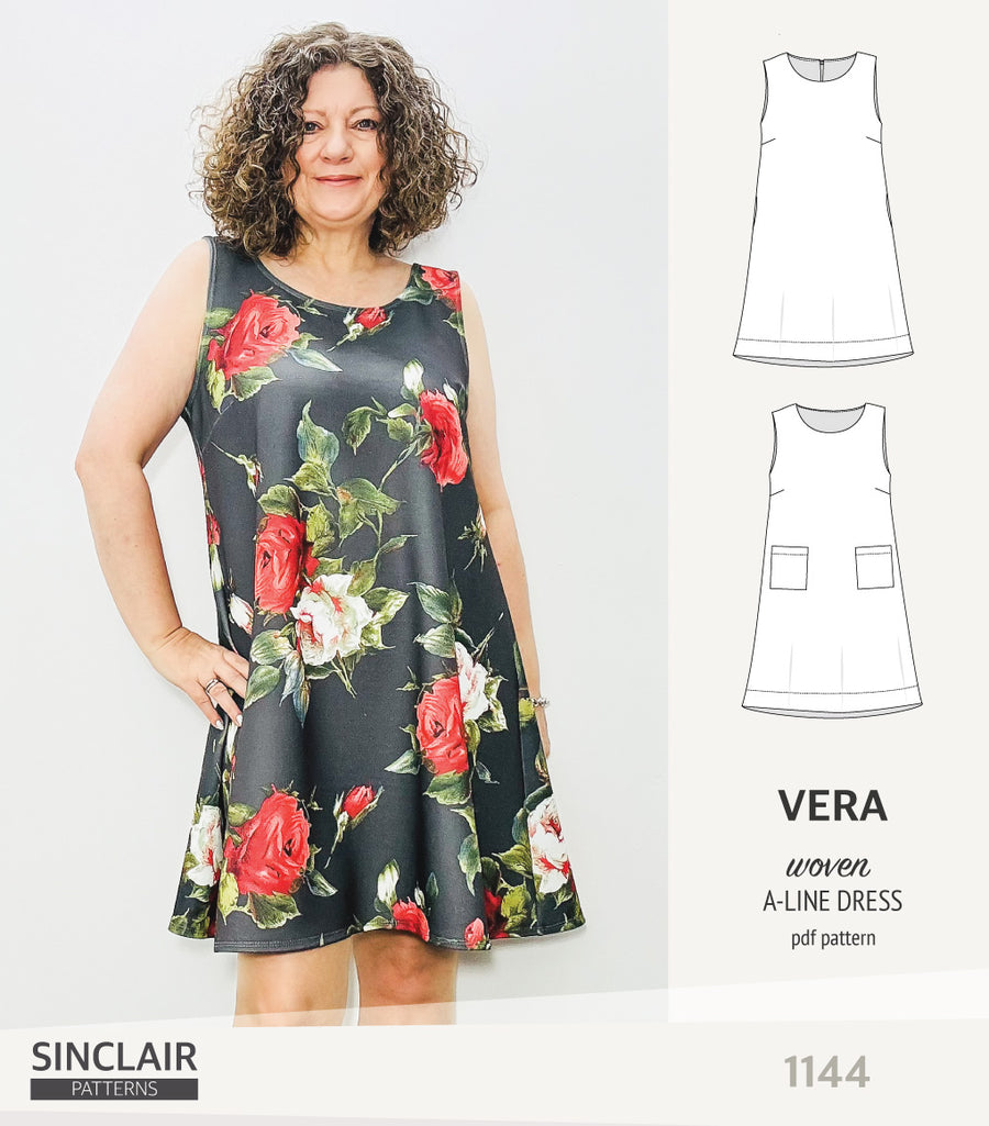 Vera A-line woven dress with pockets (PDF) – Sinclair Patterns