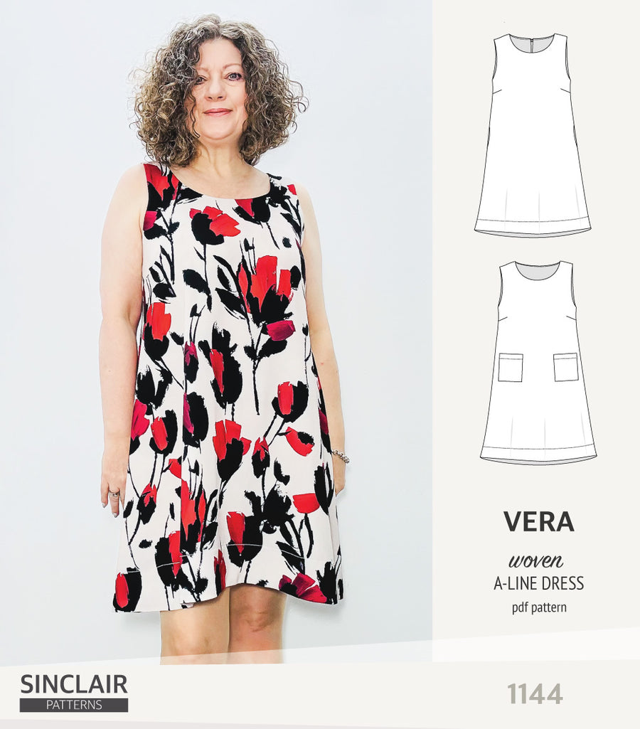 Vera A-line woven dress with pockets (PDF) – Sinclair Patterns