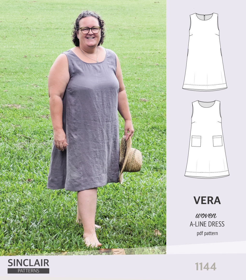 Vera A-line woven dress with pockets (PDF) – Sinclair Patterns