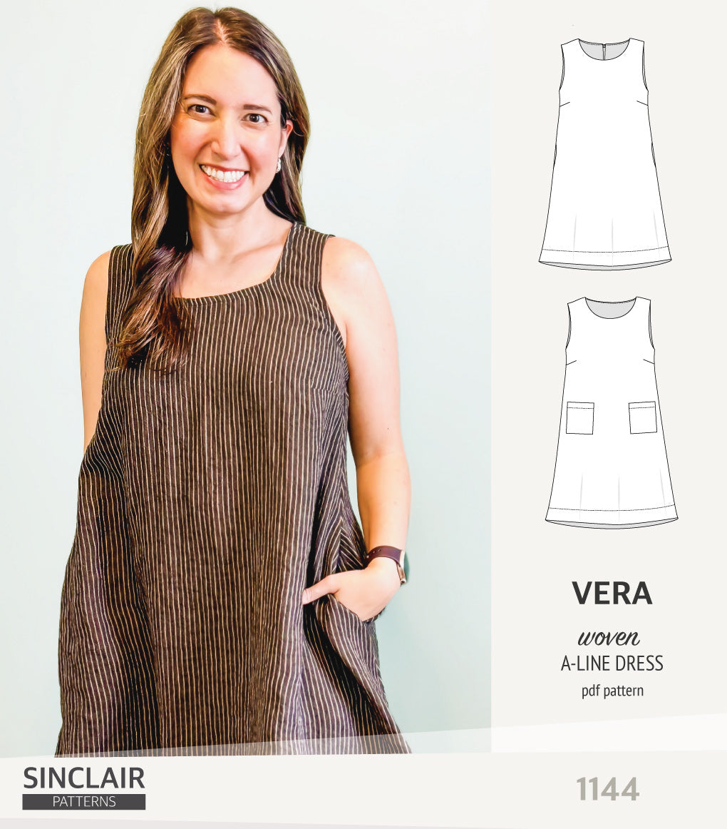 Vera A-line woven dress with pockets (PDF) – Sinclair Patterns