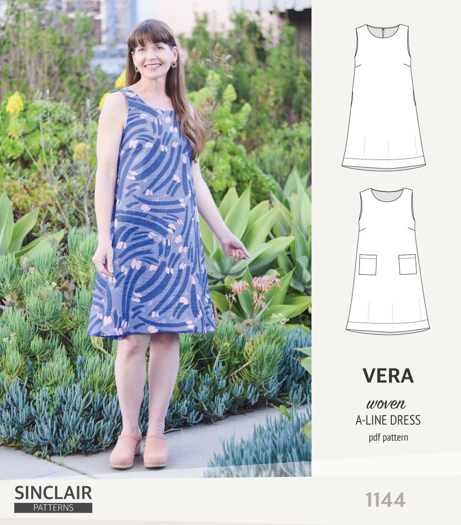 Vera A-line woven dress with pockets (PDF) – Sinclair Patterns