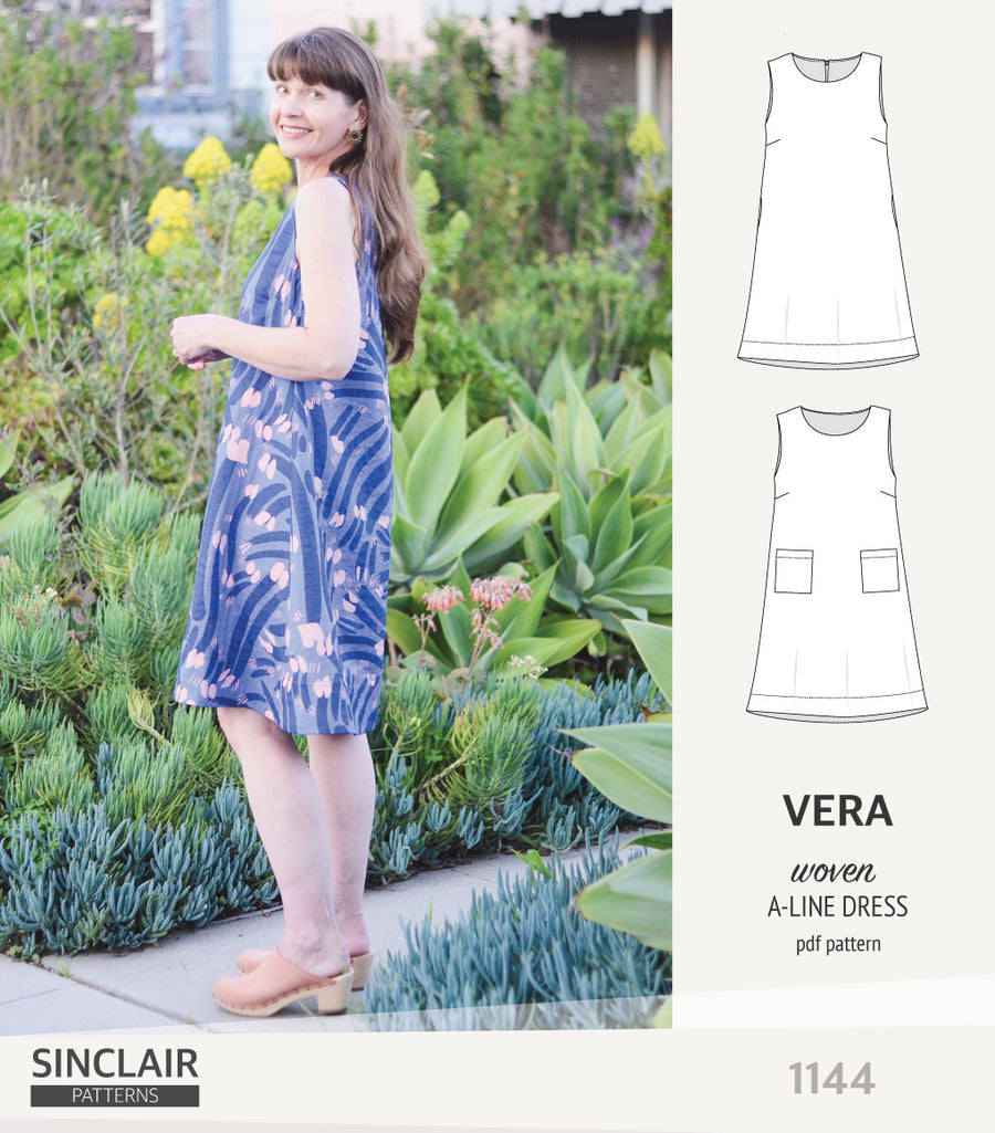 Vera A-line woven dress with pockets (PDF) – Sinclair Patterns