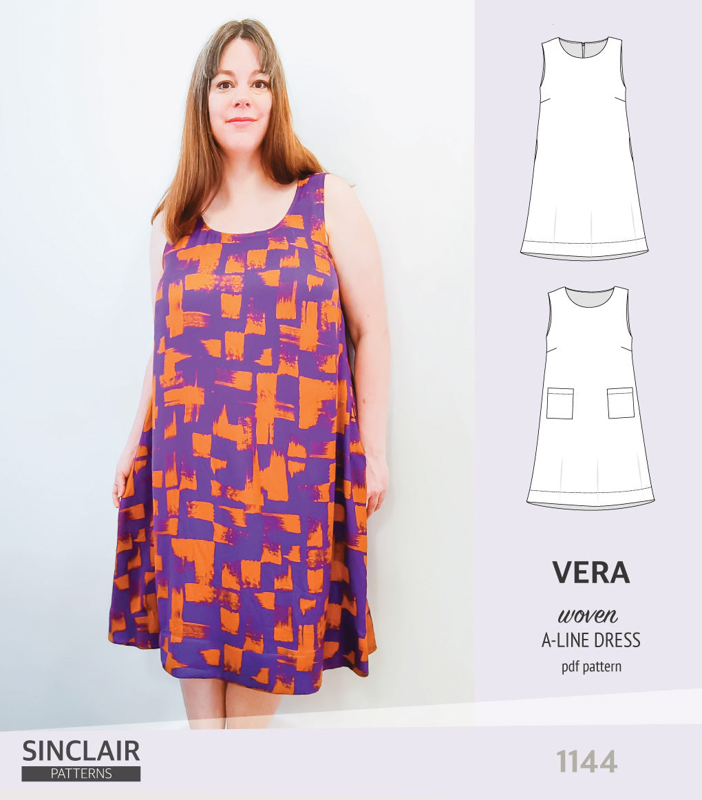 Vera A-line woven dress with pockets (PDF) – Sinclair Patterns
