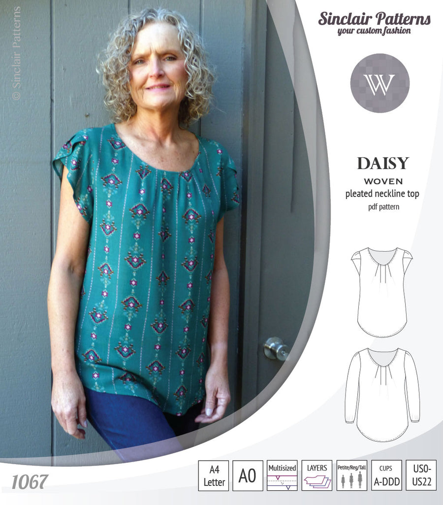 Daisy woven blouse with pleated neckline and petal/long sleeves (PDF ...